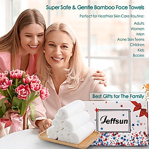 JEFFSUN Face Towels 6 Pack, 13x13 inch Extra Large White Wash Cloths on Sensitive Skin, Super Soft and Skin Friendly Bath Washcloths for Face and Body, Easy to Clean Quick Dry Facial Cleansing Cloths