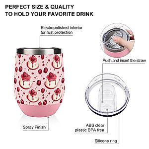Cherry Panna Cotta Funny Wine Tumbler 12 Oz Stainless Steel Insulated Mug Double Wall Water Cup with Lid