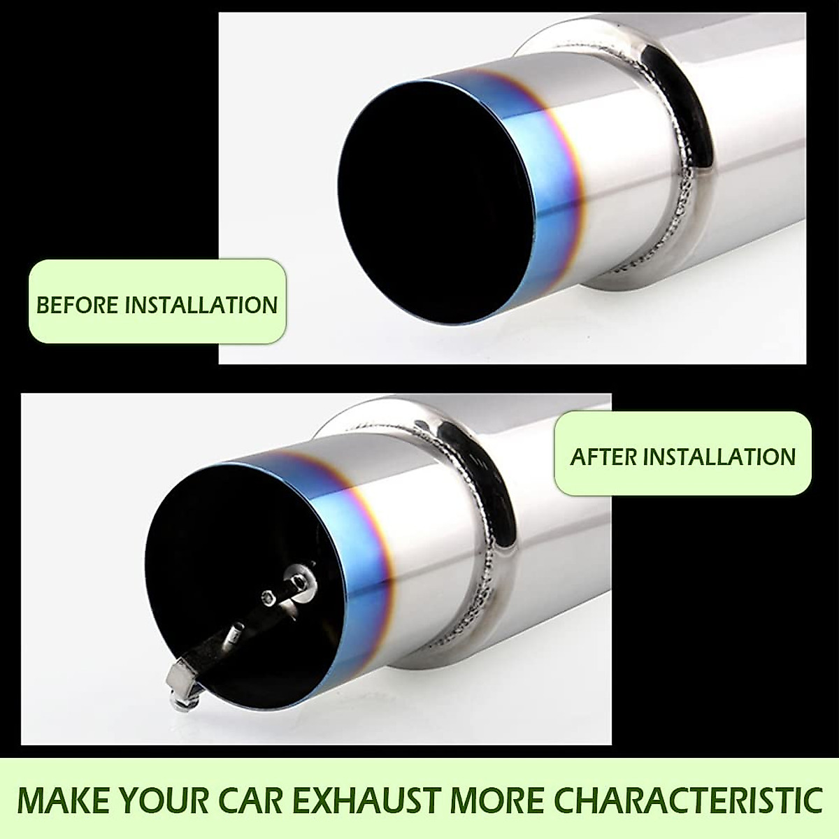 Salior 2PCS Car Turbo Whistle - Universal Turbo Sound Exhaust Muffler Pipe Whistle Muffler - Aluminum Alloy Turbo Exhaust Whistle for Car Truck SUV Motorcycle (Black/2pcs), 3.13x1.32x1.32 inch