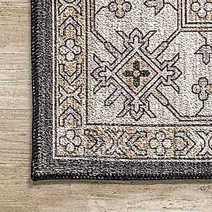 nuLOOM Mollie Machine Washable Traditional Border Area Rug, 5' x 8', Charcoal
