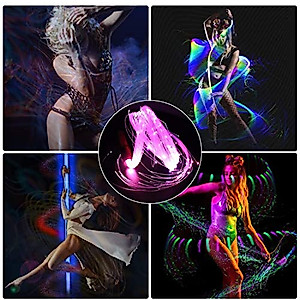COMLZD LED Whip Fiber Optic Whip Dance Space Whip Super Bright Light 10 Color Effect Mode 360°Swivel for Rave Accessories, Parties, Light Shows, EDM Music Festivals