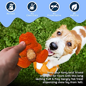 Yeti Puff and Play Dog Toy - Dog Chew Holder - Fun Stimulating Chew Toy for Teething, Behavior Training for Light to Moderate Chewers - Interactive Nuggets Treats Dispenser Puzzle - Yeti Orange