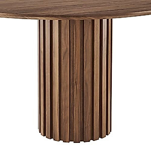 Modway Senja 95" Oval Modern Style MDF and Wood Dining Table in Walnut