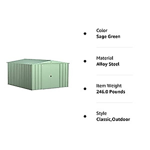 Arrow Classic Steel Storage Shed, 10x12, Sage Green