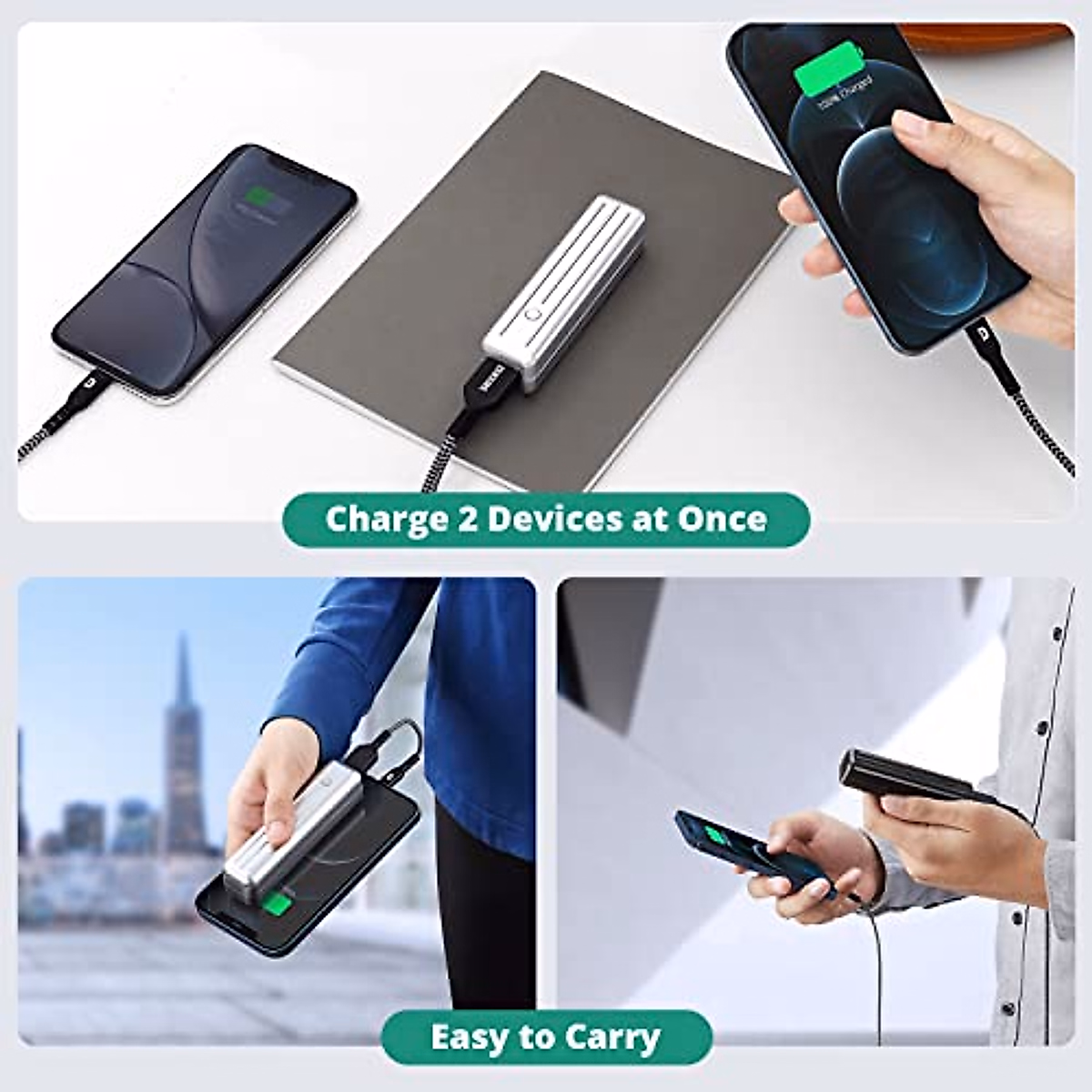 Zendure Power Bank 5000Mah Portable Charger 20W PD Quick Charge 2 Device Simultaneously Ultra Compact External Battery Pack for iPhone Tablets Game Consoles Readers Samsung-5K Mini