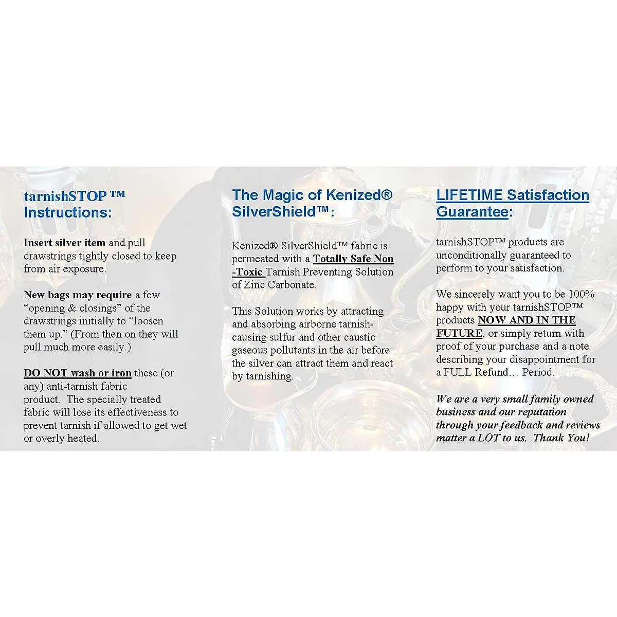 TarnishSTOP, USA Made, 13"x10”, Luxury Anti-Tarnish Cloth Bag for Silver Storage, Silverplate, Sterling, Flatware, Jewelry - Keep Polished Silver Gleaming - Highest Quality & Rich Tuxedo BLACK Design