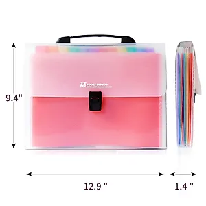13 Pocket Portable Expanding File Folders, Accordion File Document Organizer with dividers for Any Paper and Document - Rainbow