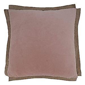 SARO LIFESTYLE Velvet Flange Throw Pillow Cover, Blush, 20"