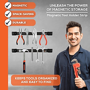 Drixet Magnetic Tool Holder Strip 12", Heavy Duty Magnetic Tool Organizer with Mounting Brackets and Screws, Tool Magnet Bar Rack for Garage Organization, Home, and Workshop Accessories, 4 Pack