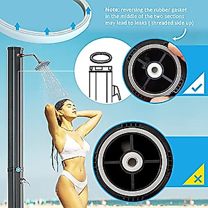 Outsunny 7ft Outdoor Solar Heated Shower with 360 Rotating Shower Head, Foot Shower Faucet, Temperature and Pressure Adjustable, Holds 9.2 Gallons for Backyard Pool