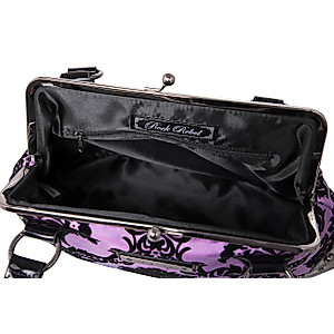 Rock Rebel Mistress Black on Royal Purple Handbag Violet Victorian Damask Retro Kisslock Purse