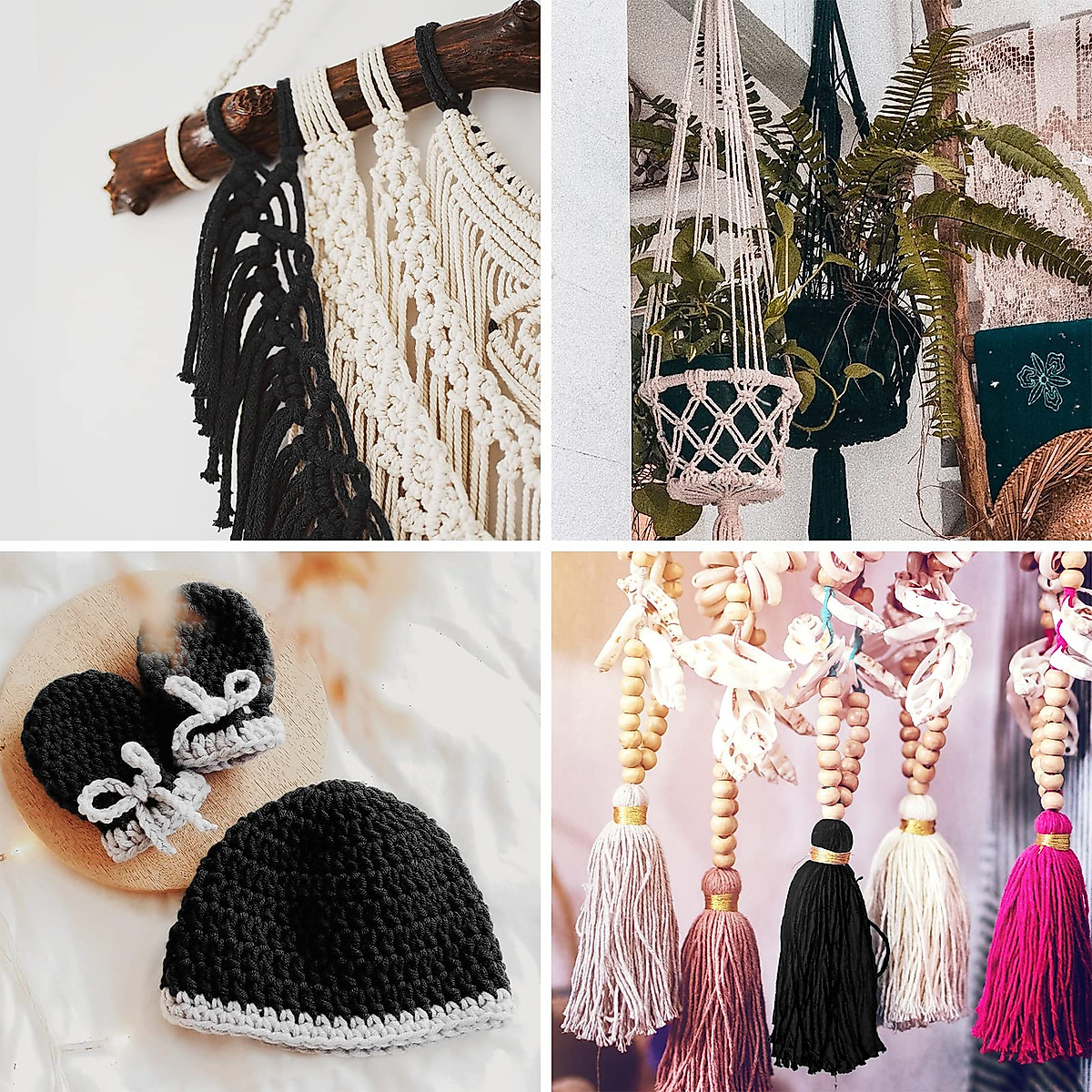 Black Natural Cotton Craft String - Ohtomber 328 Feet 2MM Bakers Twine for DIY Crafts and Gift Wrapping