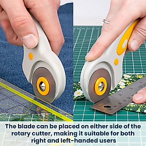 WA Portman Rotary Cutter Set with Blades - 45mm Rotary Cutter with Safety Lock - 5 Extra SKS-7 Steel Rotary Fabric Cutter Blades - Fabric Cutter Wheel for Sewing - Fabric Rotary Cutter Blades 45mm