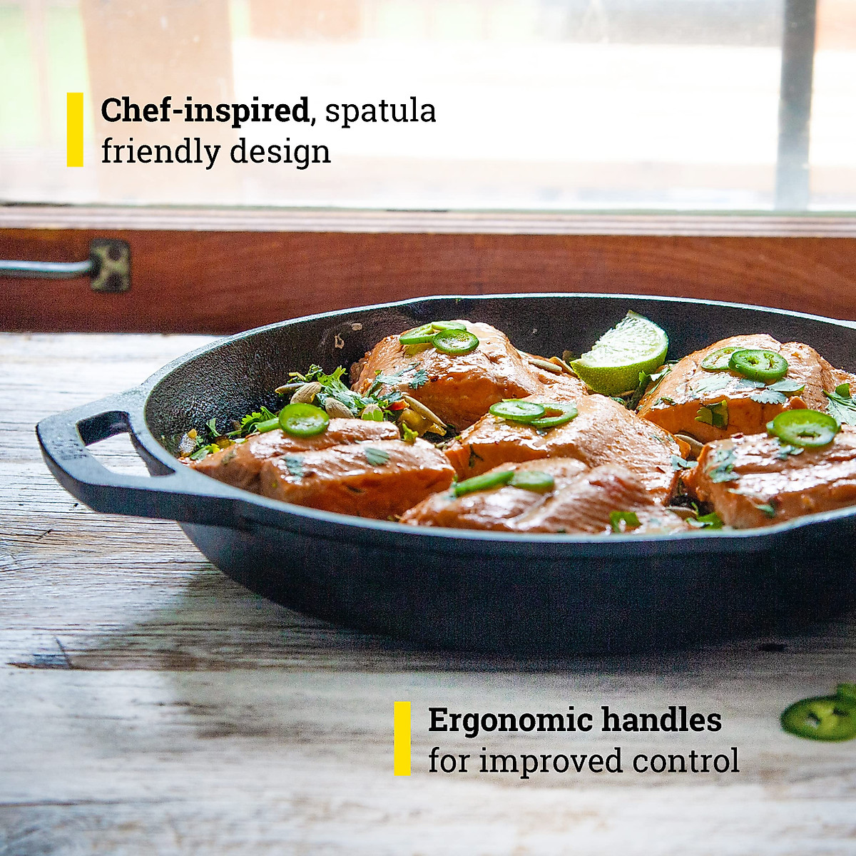 Lodge 12 Inch Cast Iron Everyday Pan - Chef Collection - Use on Oven, Stove, Grill, or Fire - Easy to Clean - Cast Iron Pan with Lid - Durable Cookware