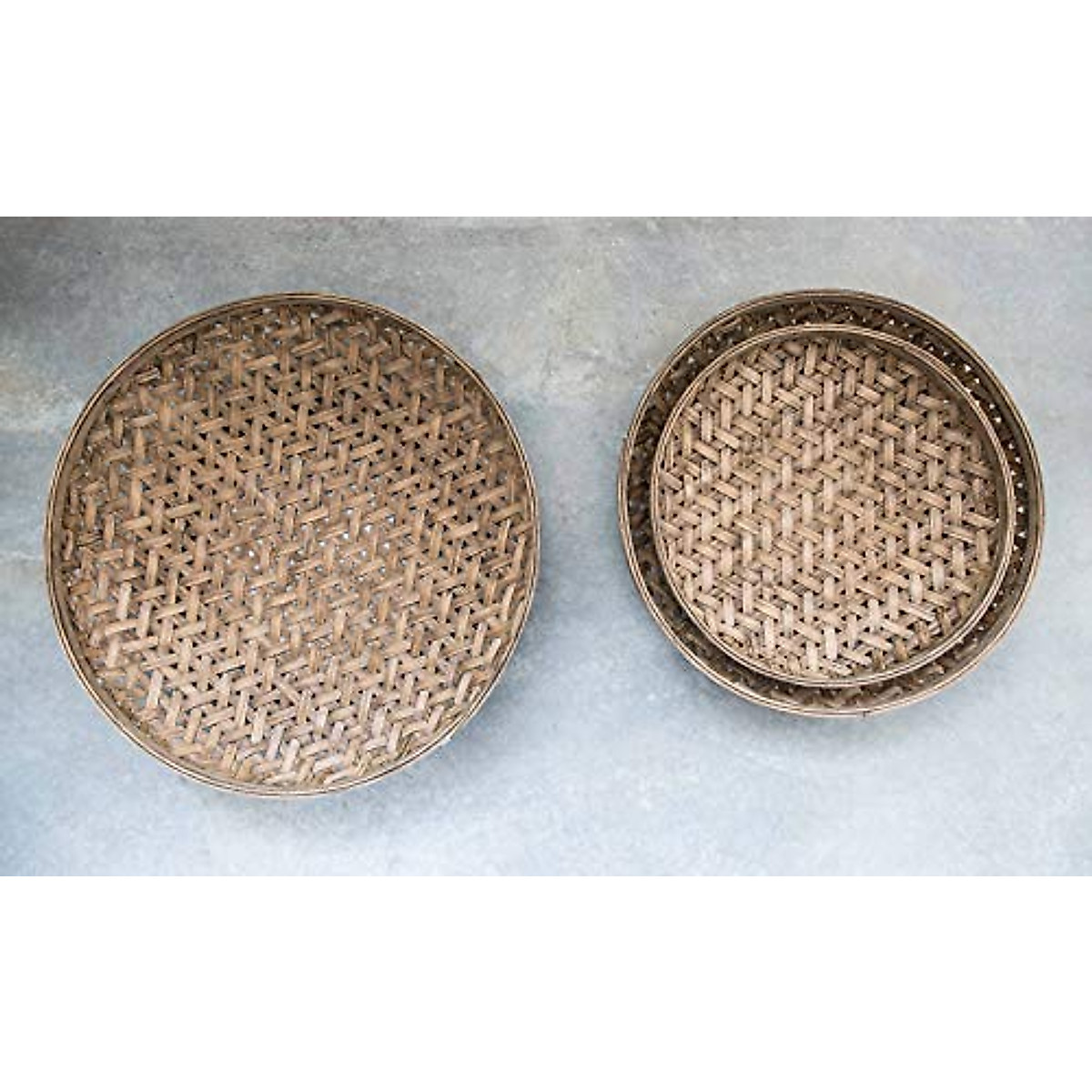 Creative Co-Op Round Bamboo Baskets (Set of 3 Sizes)