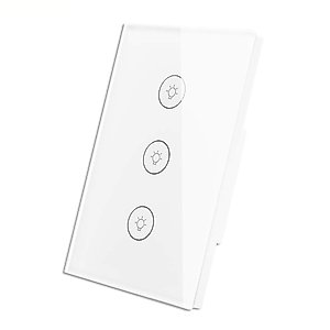 MOES WiFi Smart Wall Touch Light Switch Glass Panel Wireless Remote Control by Mobile APP Anywhere Compatible with Alexa,Timing Function No Hub Required (Wall Switch 3 Gang)