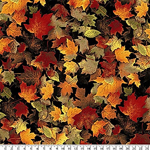 Autumn Leaves Anti-Pill Fleece Fabric by The Yard