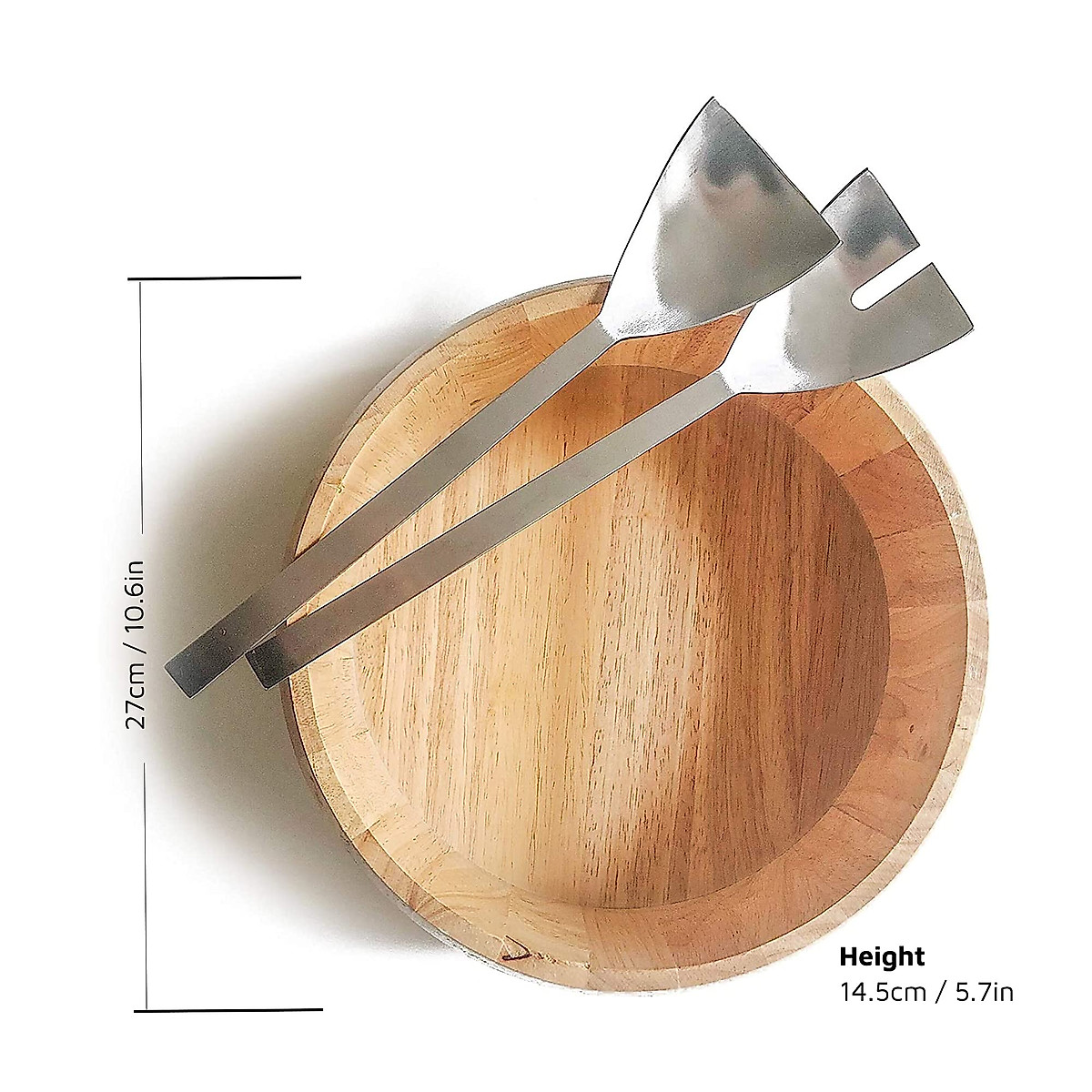 Jean-Patrique Large Salad Bowl Set, Large Wooden Salad Bowls with Serving Utensils, Wooden Mixing Bowl Perfect for Salads, Fruits, Pasta From