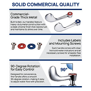 Commercial Faucet Handle Replacement Sink Faucet Wrist Blade Handles 4-inch Hot/Cold Faucet Wrist Handle Kit Heavy Duty Commercial Kitchen Faucet Handles Suitable for Restaurant,School,Hospital