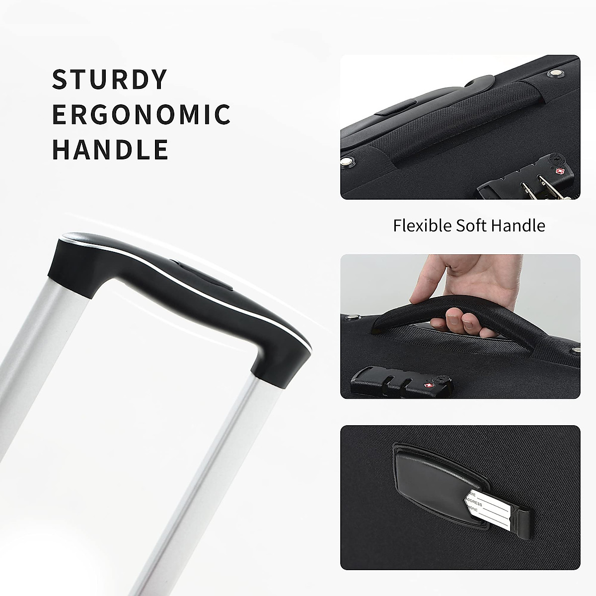 Merax Softside Luggage Set Softshell Lightweight 3 Piece Spinner Suitcase 22" 26" 30" (Black)