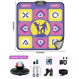 Acelufly Dance Mat, Eletrionic Dance Mat with Multiple Modes, Non-slip Dance Mat for TV with HD Camera, Musical Dance Game Mat for Girls Boys, Christmas/Birthday/Valentine's Day Gifts for Kids Adults
