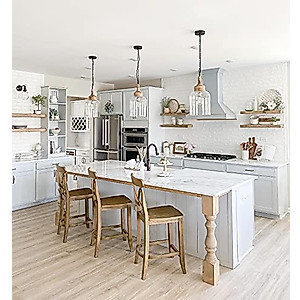 Signature Design by Ashley Faiz Rustic 20.5" Natural Wood & Glass Pendant Light, Brown & Clear