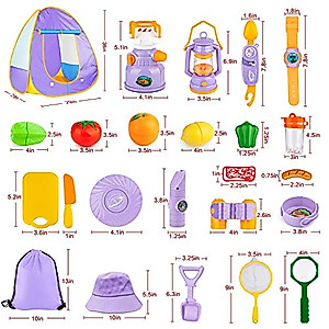 Kids Camping Tent Set Toys, MIBOTE 45pcs Pop Up Play Tent with Camping Gear Indoor Outdoor Pretend Play Set for Toddler Boys Girls - Including Telescope