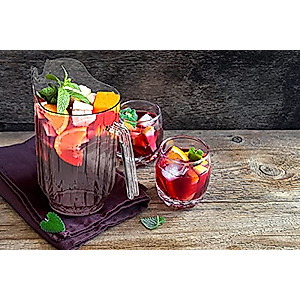 DecorRack 2 Crystal Clear Plastic Pitcher Beverage Dispenser with Pour Spout Shatterproof Catering and Restaurant Serveware for Cold Drinks, Water, Lemonade, Beer, and Sangria, 56 Ounce (2 Pack)