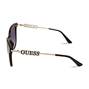 GUESS Women's Metal Logo Square Sunglasses, Shiny Black, 56mm