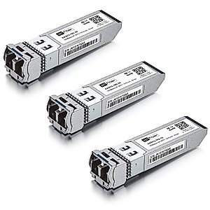 10G Single Mode SFP+ LC Module, 10GBase-LR Fiber Transceiver for Cisco SFP-10G-LR, Meraki MA-SFP-10GB-LR, Ubiquiti UniFi, Mikrotik, Netgear, Fortinet, D-Link and More (SMF,1310nm,10km,DDM) 3 pacl