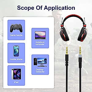 Sqrgreat Cloud Alpha Replacement Audio Cable - Compatible with Kingston Hyperx Cloud Alpha and Cloud Mix Gaming Headset, 3.5mm Plugs, 4.9Ft