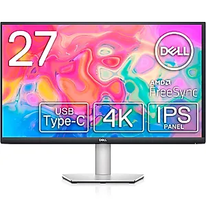 Dell S2722QC 27-inch 4K USB-C Monitor - UHD (3840 x 2160) Display, 60Hz Refresh Rate, 8MS Grey-to-Grey Response Time (Normal Mode), Built-in Dual 3W Speakers, 1.07 Billion Colors Platinum Silver