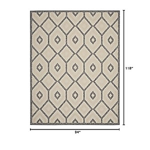 Nourison Palamos Indoor/Outdoor Cream 7'10" x 9'10" Area Rug, Easy-Cleaning, Non Shedding, Bed Room, Living Room, Dining Room, Backyard, Deck, Patio (8x10)