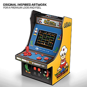 My Arcade Burgertime Micro Player Mini Arcade Machine: Fully Playable, 6.75 Inch Collectible, Color Display, Speaker, Volume Buttons, Headphone Jack, Battery/Micro USB Powered-Electronic Games, Yellow