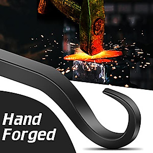 Worth Garden 6-Pack 10" Plant Hanger Bracket - Forged Wrought Iron Powder-Coated Heavy Duty Wall Hook - Black Plant Hanging Hooks - Durable and Stable for Bird Feeders, Planters Indoor & Outdoor