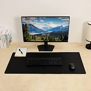 Leather Desk Pad,Wolaile 36x17 inch Large Mouse Pad,Waterproof Non-Slip Writing Desk Blotter,Computer Mat Desktop Protector for Office Home,Black