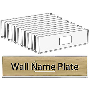 NIUBEE 12 Pack Acrylic Wall Name Plate Holder 2x8 Inch,Clear Plastic Sign Holder Horizontal with Double Sided Tape,Door Name Plates Set Small License Plates Frame for Office Home Classroom Teacher
