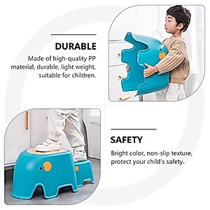 HONMEET 2pcs Chairs Stool Textured Sitting Toilet Room Minimalist Plastic Bathroom Bedroom Practical Home Cartoon Toddler Kitchen Mini Safety Creative Potty Elephant Cute Step Loft