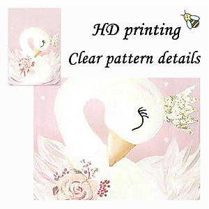 Bfgsrtcbox White Swan Decor Art Gold Crown Wall Art Pink Swan Princess Posters Canvas Painting Baby Girls Room Wall Prints