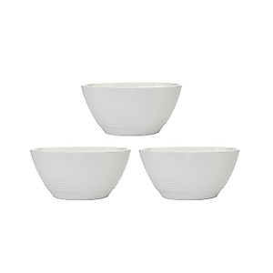 Godinger Basic White Soup Cereal Bowl Bone China Plates - 5.5 Inches - Set of 3
