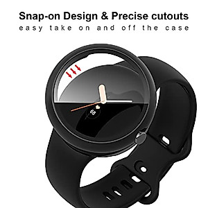 HASDON [2 Pack] Compatible with Google Pixel Watch 2(2023) /Pixel Watch Case with Tempered Glass Screen Protector, Matte Full Coverage Protective Cover Bumper for Google Pixel Watch 2/1
