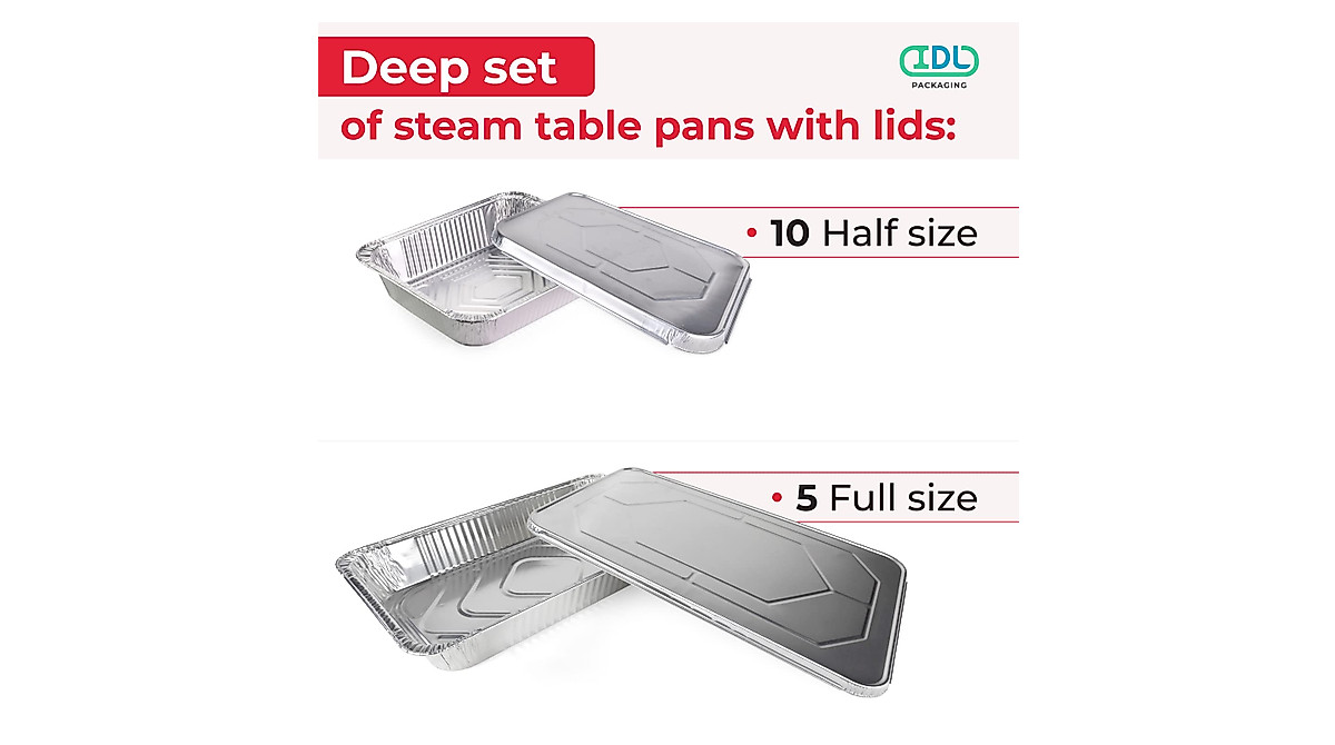 IDL Aluminum Foil Pans Set - 15 Disposable Cookware