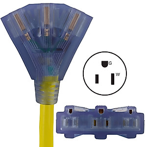 Conntek 1.5-Feet 20-Amp STW 12/3 Tri-Outlet Cord, 20-Amp Locking L5-20P Plug to Tri-Female (3*5-15R)