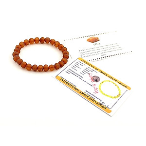 TipTopEco Baltic Amber Adult Stretch Bracelet - 7 Inches (18 cm) Long - Unpolished Honey Beads (Cognac, 7.9 inches)