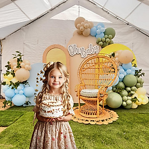 BlissBash 125PCS Classic Bear Baby Shower Balloon Arch Garland Kit - 18/12/10/5 Inch Pastel Blue, Sage Green, Pastel Yellow, Nude Balloons for Baby Shower, Birthday Party Decorations