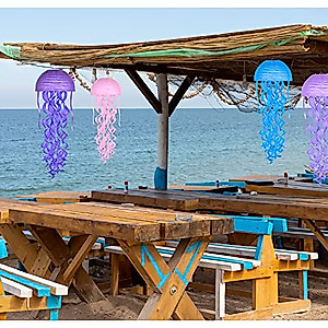 CHRORINE Mermaid Wish Jellyfish Hanging Decorations, Mermaid Birthday Party Decorations Supplies, Ocean Decor Under The Sea Party Decorations