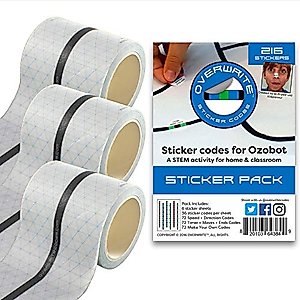 Overwrite Sticker Codes (Codes Pack) and Track Tape (3-Roll Pack) for use with Ozobot