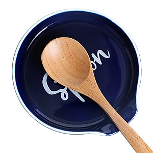 GDCZ Ceramic Spoon Rest for Stove Top 5 Inches Large Spoon Holder for kitchen Counter, Modern Spoon for Farmhouse, Cooking Utensil Rest, Kitchen Accessories, Dishwasher Safe (Navy, 1)