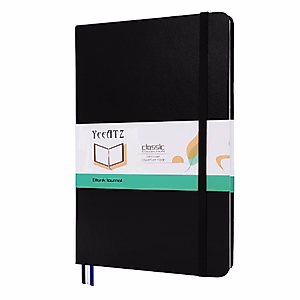 YeeATZ Hardcover Notebook Blank Journal Sketchbook for Drawing, Medium 5.5 by 8.4 Inch, 100 GSM Thick Paper (Black, Plain)