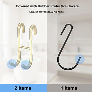 Homevacious 2 Pack Shower Door Hooks Towel Hooks for Bathroom Frameless Glass Shower Door SUS 304 Stainless Steel Drilling-Free Hanger Shower Hooks- Brushed Gold